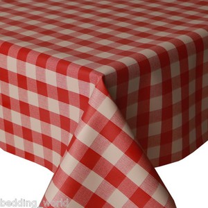 PVC TABLE CLOTH PICNIC RED GINGHAM CHECK WIPEABLE PROTECTOR PLASTIC ...