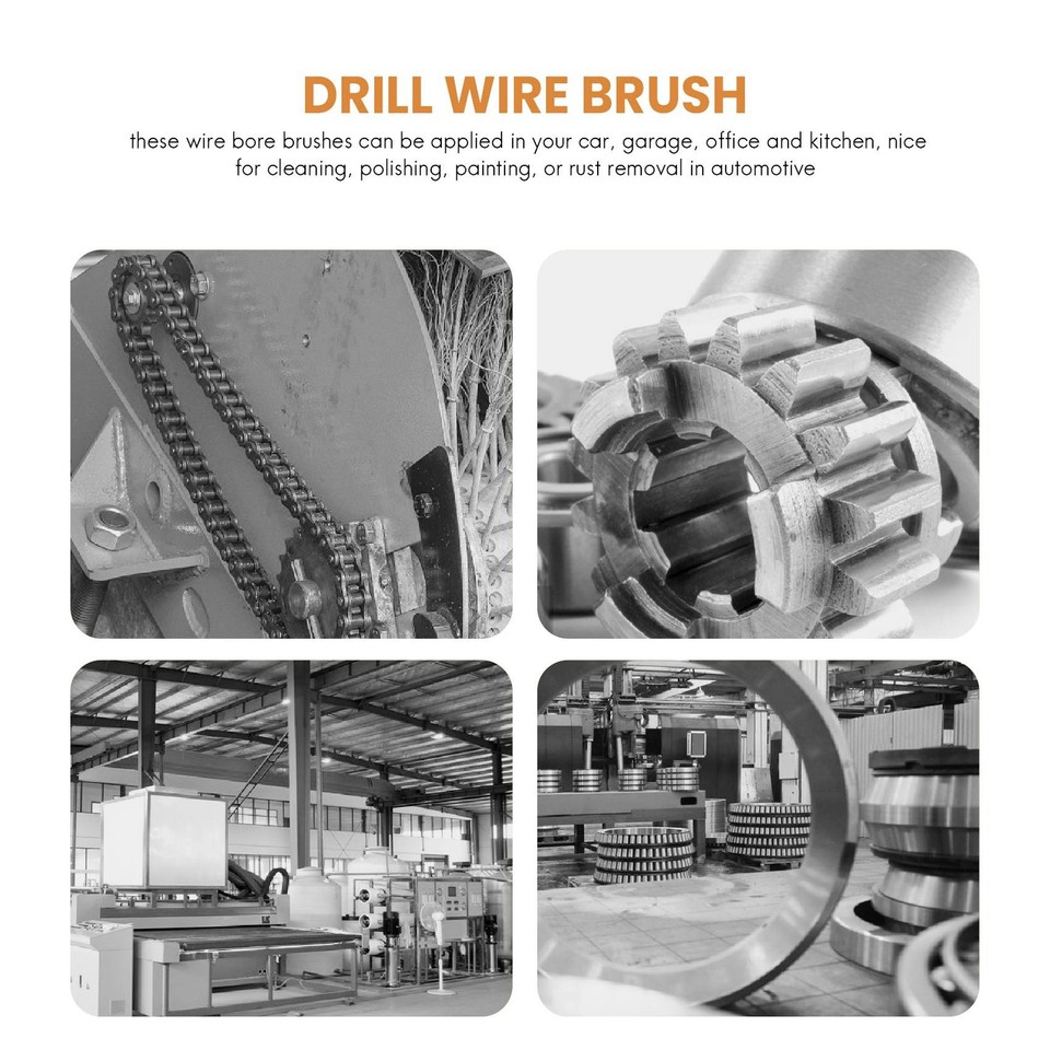 8Pcs Wire Brush Drill Bit Set with 1/4 Inch Hexagon Shank Steel ...