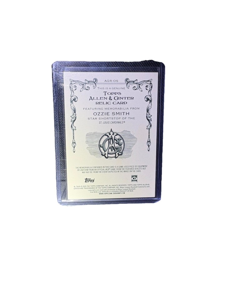 2025 Topps Allen & Ginter Ozzie Smith Bat Relic #AGR-OS Cardinals | eBay