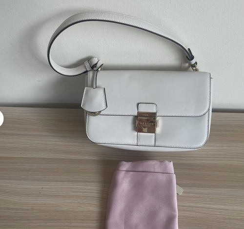 Radley Flap Over Top Handle Leather Shoulder Bag In Cream Gold Clasp ...