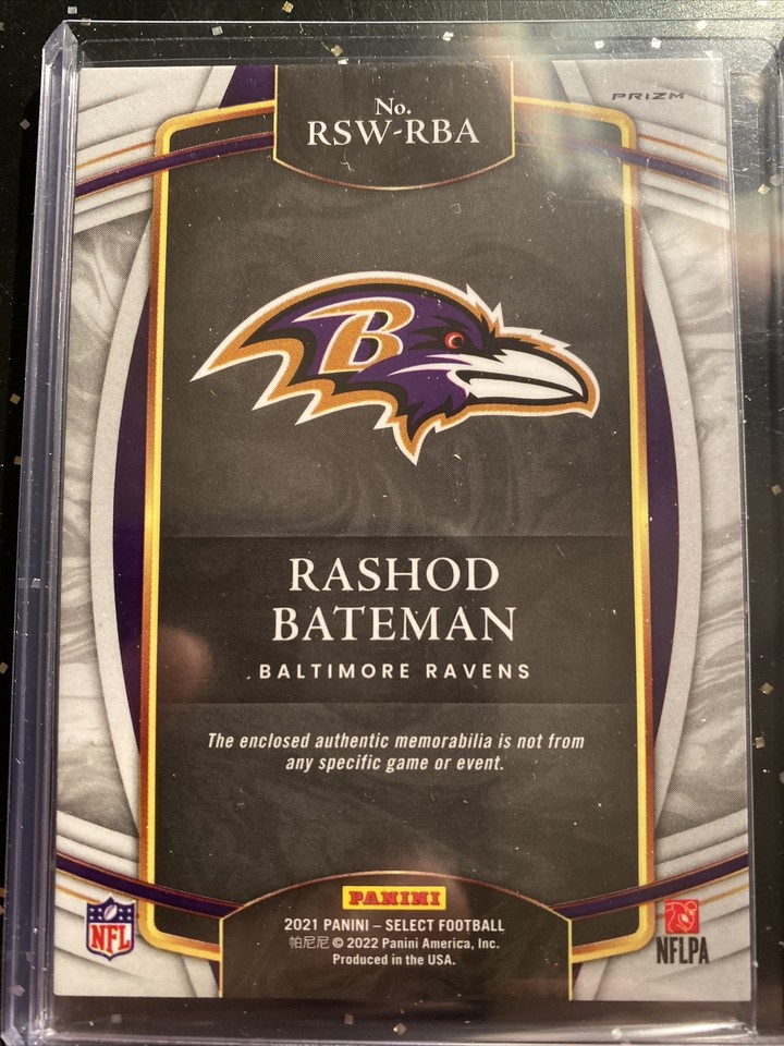 2021 Panini Select Rashod Bateman RC PATCH RSW-RBA Red Ravens Rookie | eBay