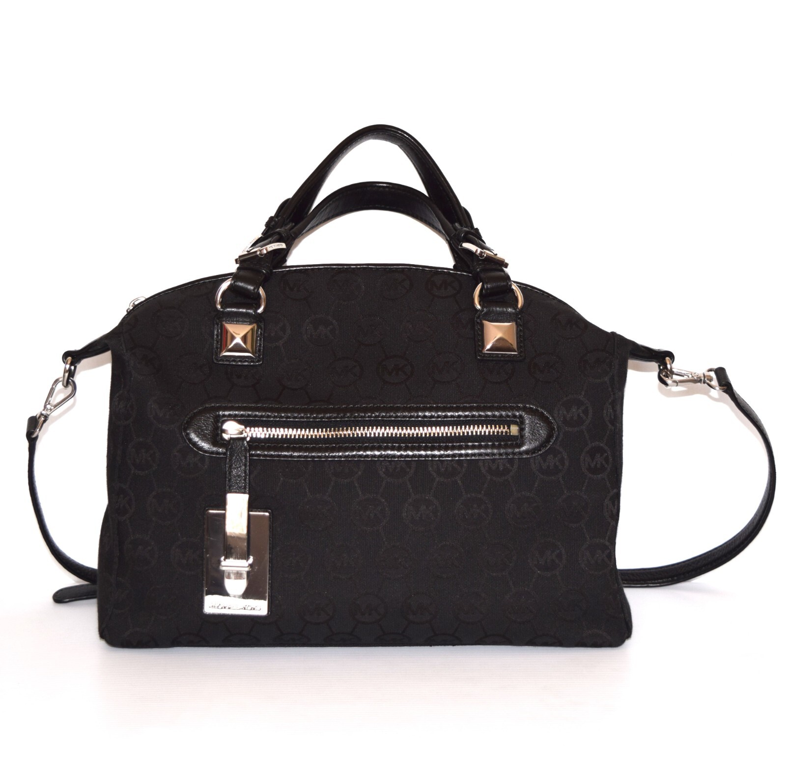 MICHAEL KORS Signature Logo Black Canvas Handbag Cros… - Gem