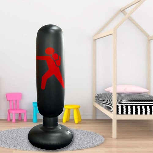 Inflatable Punching Bag Boxing Sandbag Fitness Stress Relief Toy (Black ...