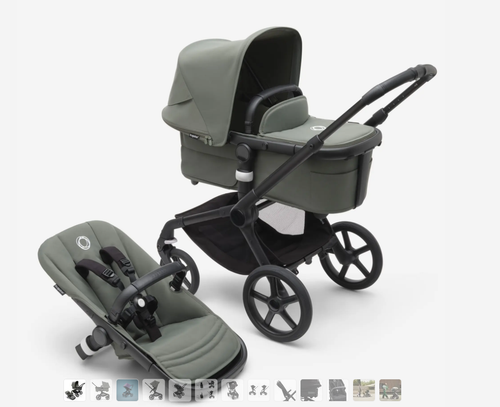Bugaboo Fox 5 Complete Stroller Forest Green Seat and Bassinet Included ...
