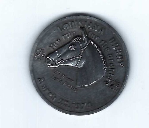 1974 NEW ORLEANS FAIRGROUNDS LOUISIANA DERBY HORSE RACING TRACK COIN ...