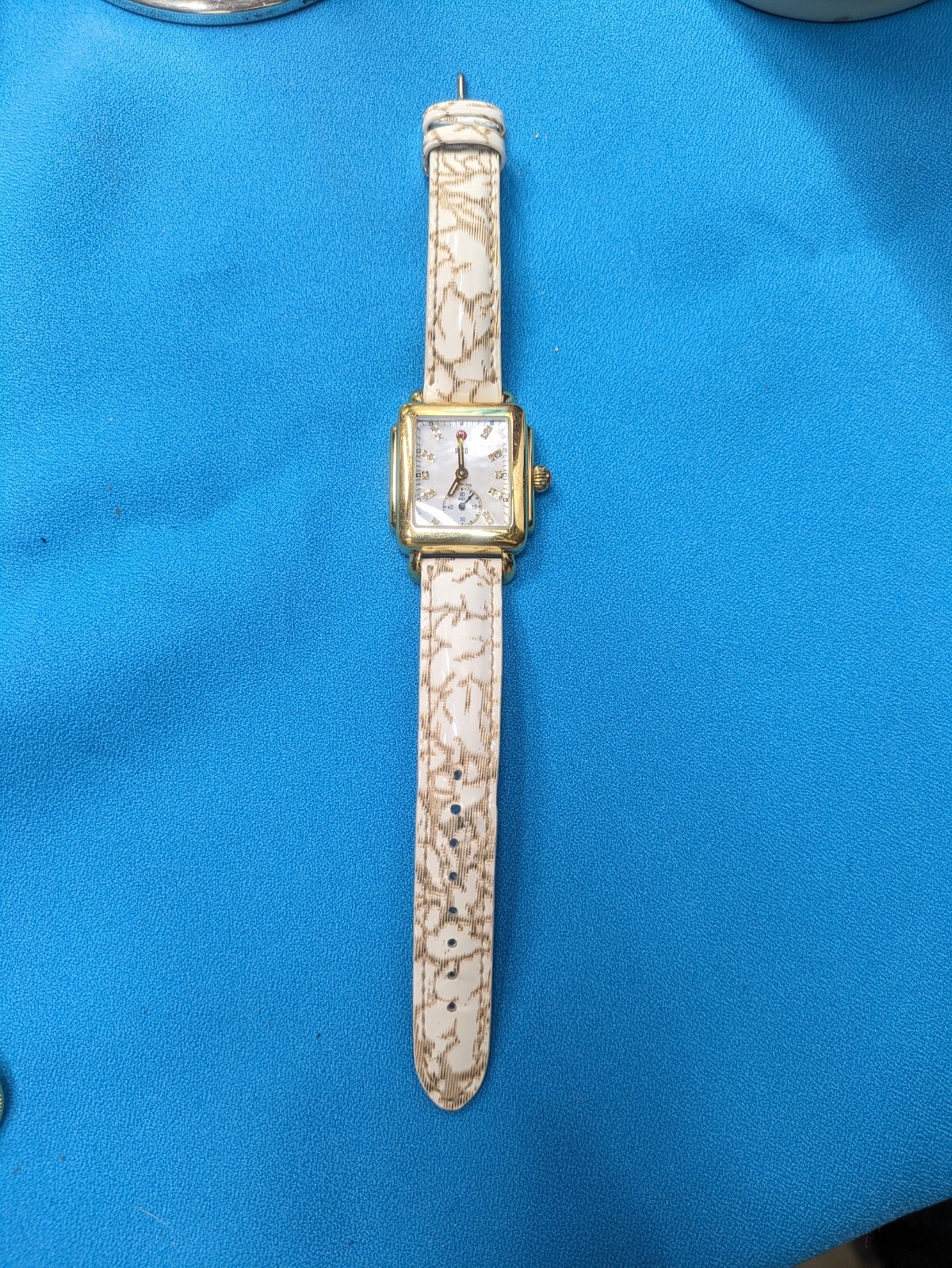 MICHELE Gold Deco 18 Diamond Dial Chronograph Ladies Watch New Battery ...
