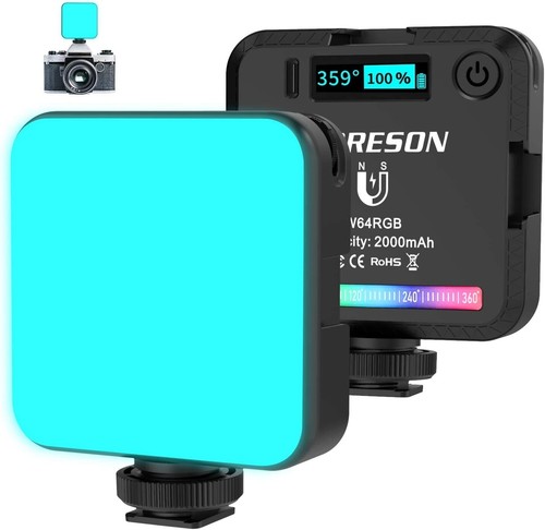 Portable RGB Video Lights, LED Camera Light w/ 3 Cold Shoe - Full Color ...