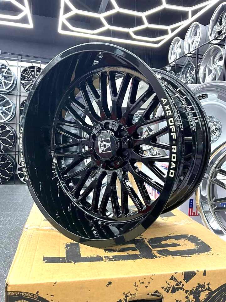 22x12 AXE OFFROAD KRATOS GLOSS BLACK wheels rims 8X165 FOR RAM GM 2500 ...