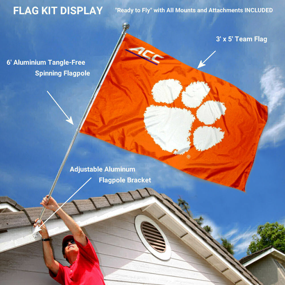 Clemson Tigers ACC Flag Pole and Bracket Gift Package | eBay