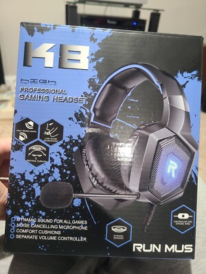 RUN MUSK8 Gaming Headset Surround Sound Noise Canceling w/ Mic NEW in ...