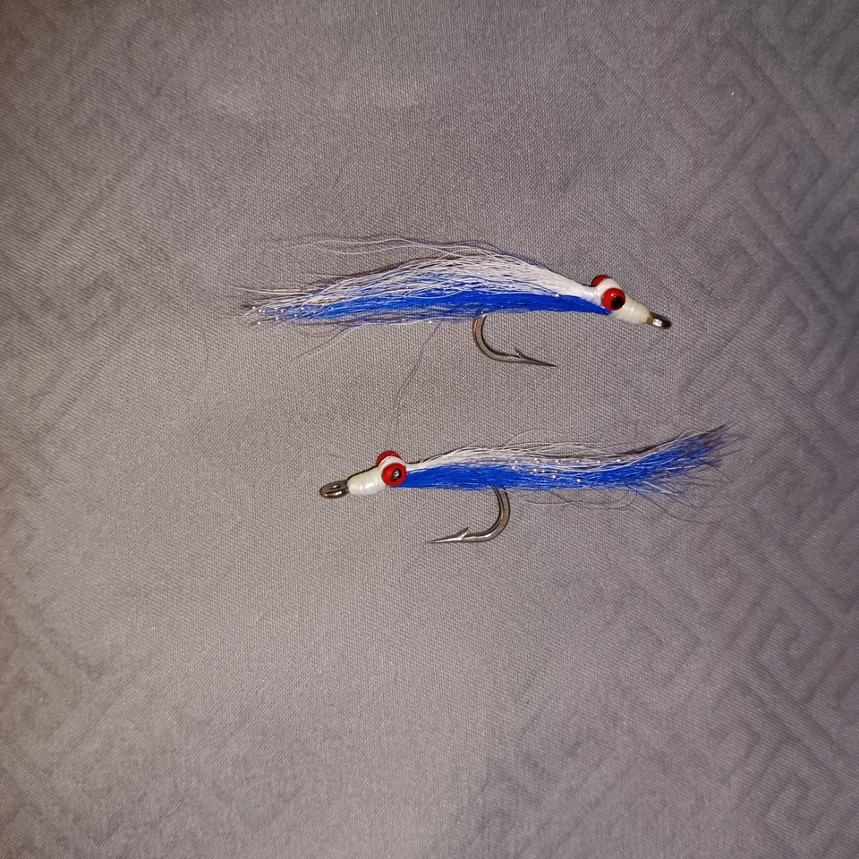 6 pack Blue white clouser minnow fly size 4 new freshwater saltwater | eBay