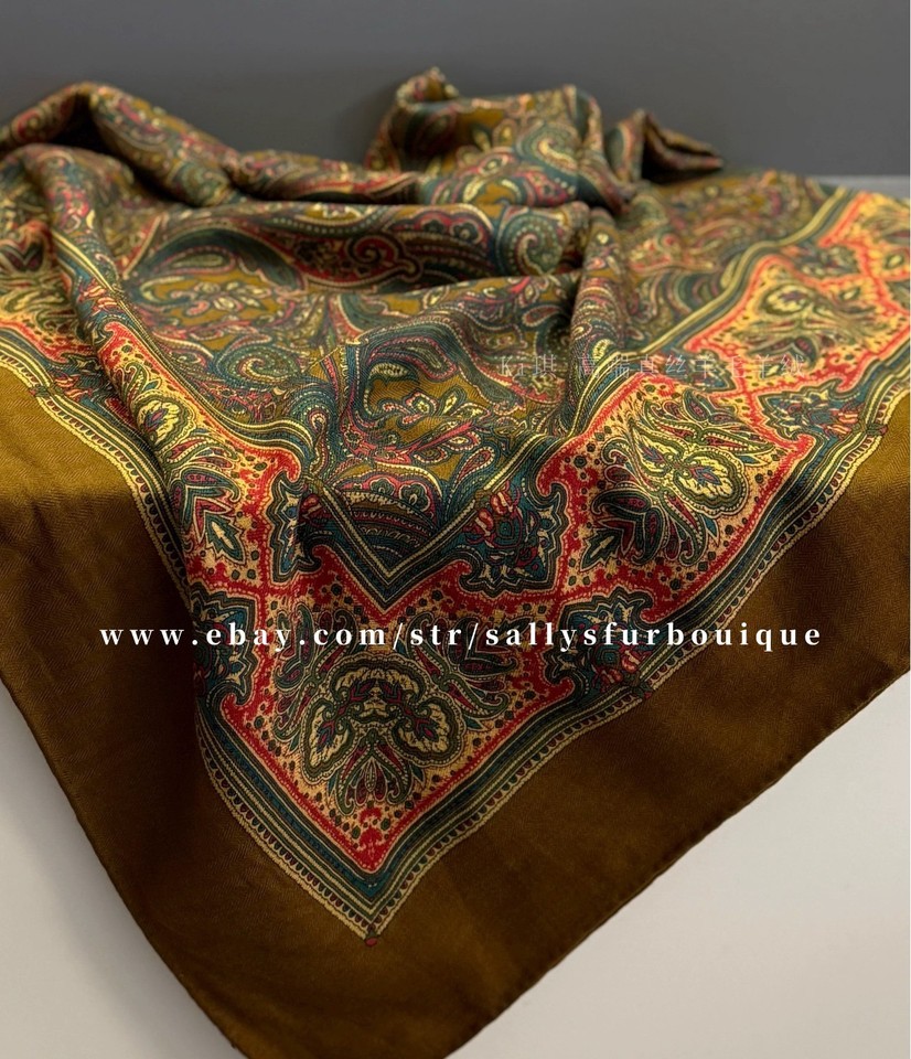 Sallys 70% Cashmere & 30% Silk Wrap Scarf Paisley Print Double Face ...