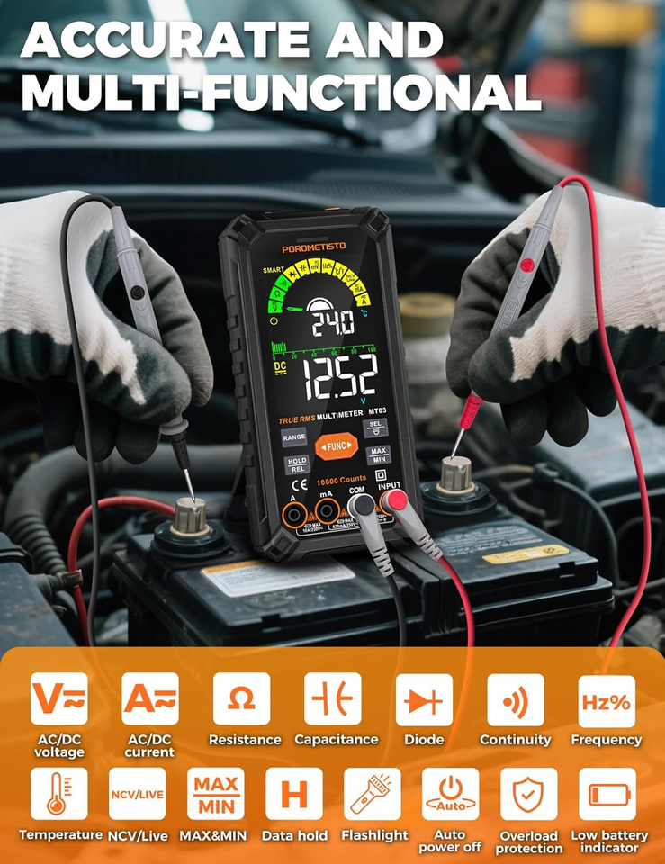 Smart Rechargeable Digital Multimeter 10000 Counts TRMS Auto-Ranging ...