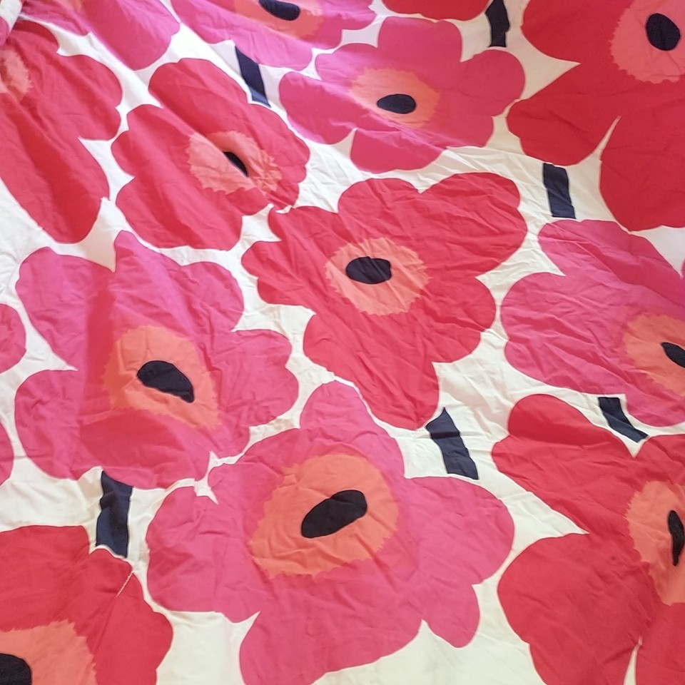 Marimekko Unikko Duvet Red Pink Poppies Floral Print Full Queen ...