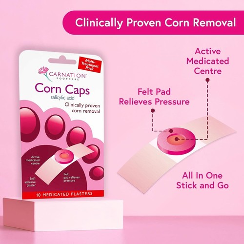 Carnation Footcare Corn Caps x10 | Corn Removal | Pressure Relief Pad ...