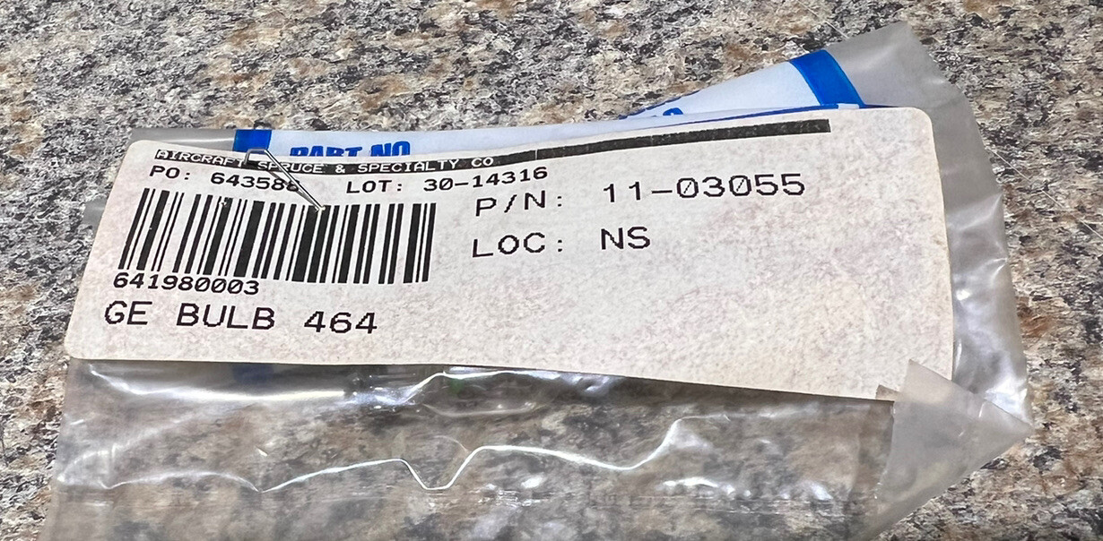 Aircraft Spruce & Specialty - GE 464 Bulb P/N: 11-03055 | eBay