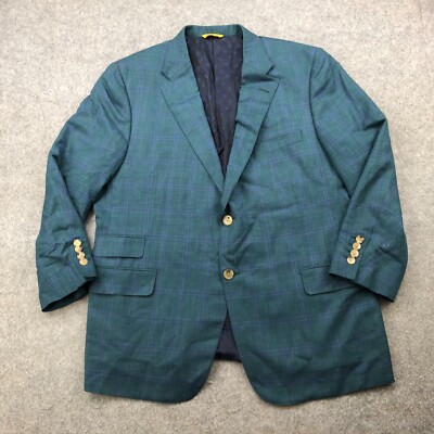 HICKEY FREEMAN Blazer Mens 44R Green Blue Wool Sport Coat Two Button ...