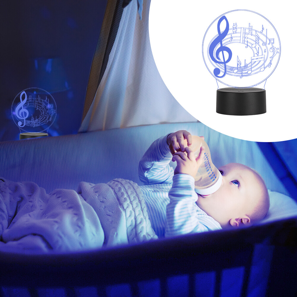 3D Musical Notes LED Light USB Touch Table Desk Color Change Night Lamp ...