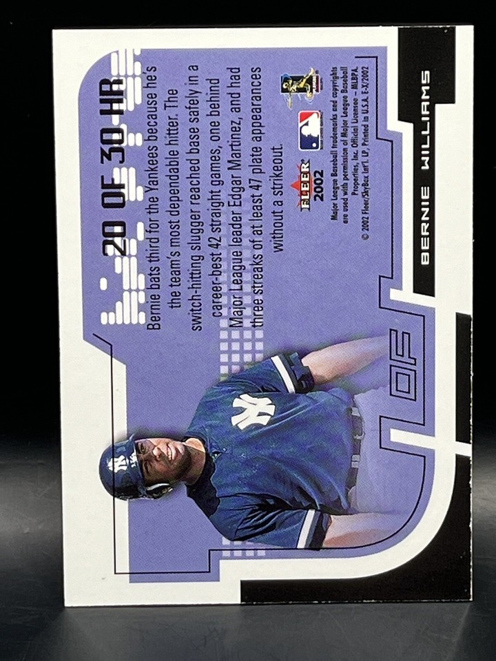 2002 Fleer EX Hit & Run Bernie Williams Insert #HR20 New York Yankees ...