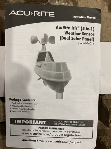 NEW OPEN BOX ACURITE IRIS 5 IN 1 WEATHER SENSOR DUAL SOLAR PANEL MODEL ...