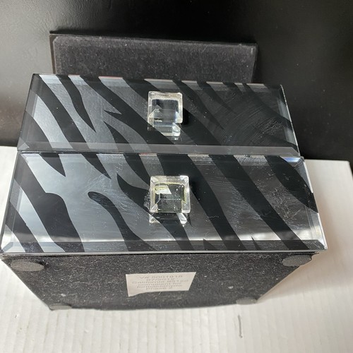 Beautiful Zebra Glass Mirror Jewelry Box Organizer With Drawer Trinket Box | eBay