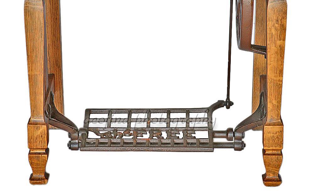 Antique THE FREE Oak Treadle 6 Drawer Sewing Machine Cabinet w/ Cast ...