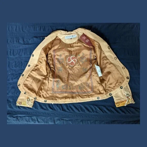 Saga Ibañez sz 8 (44) Boho Embroidered Leather Jacket 1953 for Carlos ...