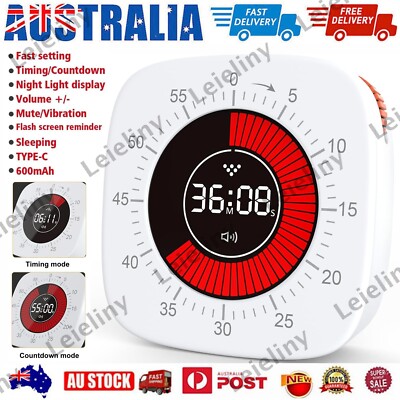 Rechargeable Digital Silent Visual Timer with 4 Alarm Mode & 60-Minute Countdown | eBay Australia