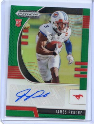 2020 Panini Prizm Draft Picks JAMES PROCHE RC Rookie Green Auto ...