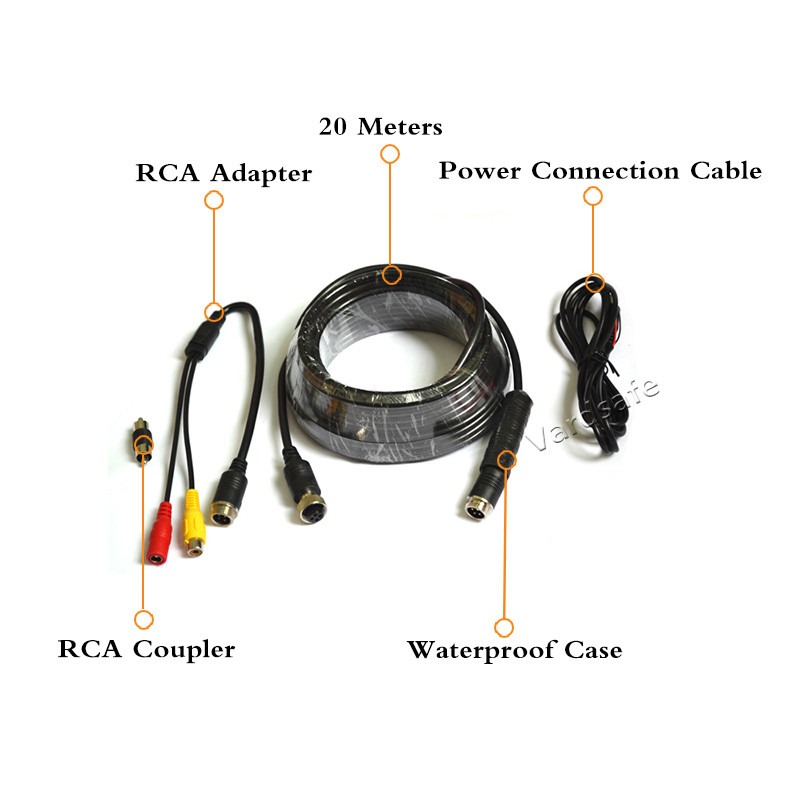 Vardsafe | 20M Extension Cable Backup Camera Rear View Monitor 4PIN RCA ...