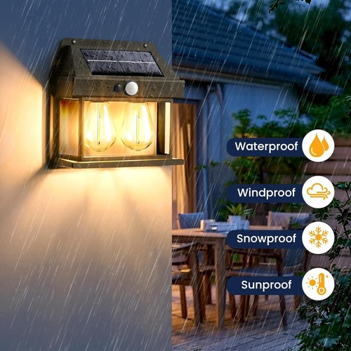 Solar Wall Lights Dual Bulbs Outdoor Dusk to Dawn Motion Sensor Lights ...