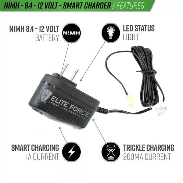 Umarex Airsoft Battery 9.6v NIMH 1600mAh Battery and Smart Charger ...