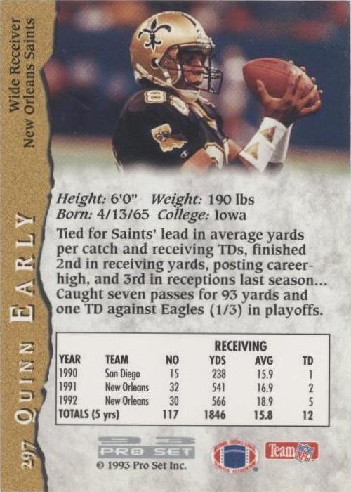 1993 Pro Set Quinn Early #297 for sale | eBay