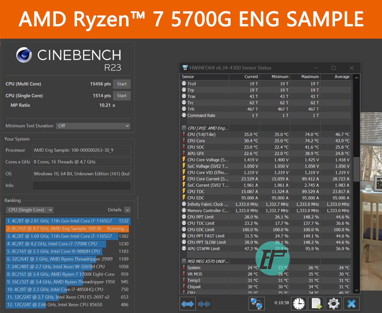 AMD Ryzen 7 5700G ES가 이베이에서 판매됨. 일부 벤치 성능 공개 : 클리앙