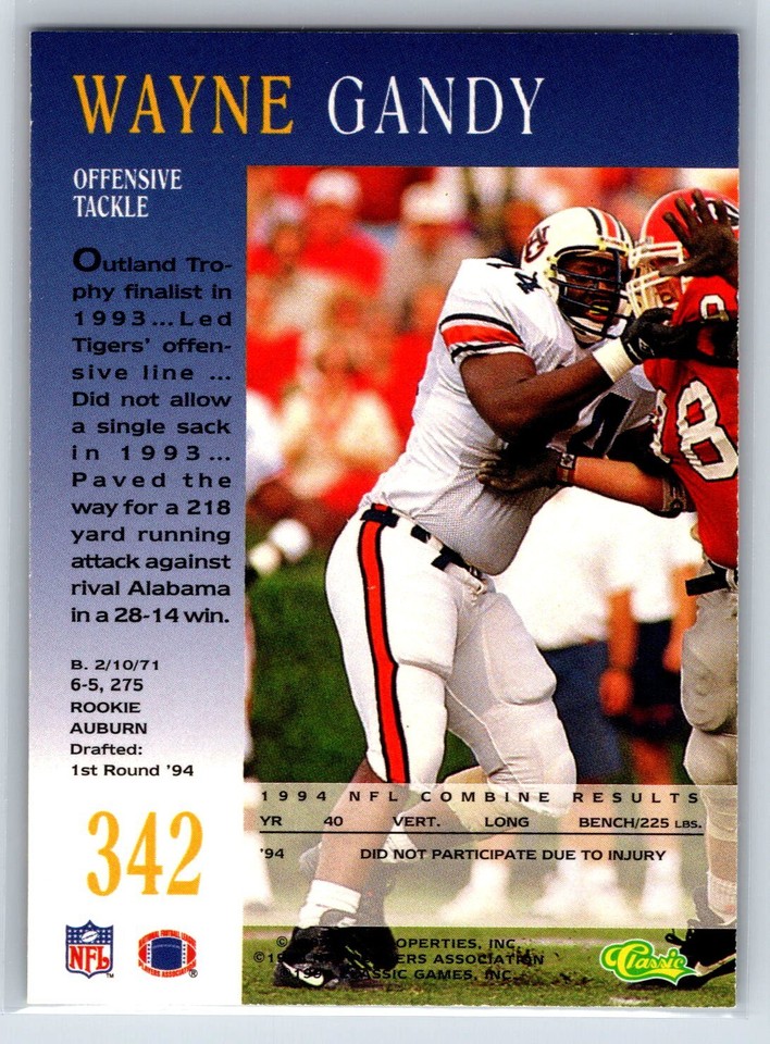 1994 Pro Line Live Wayne Gandy Rookie Los Angeles Rams RC #342 | eBay