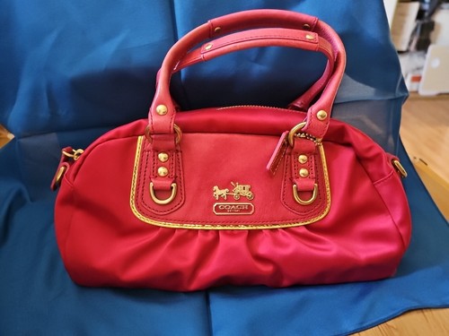 New! COACH Amanda Magenta Silk Satin Mini Satchel Shoulder Bag Handbag ...