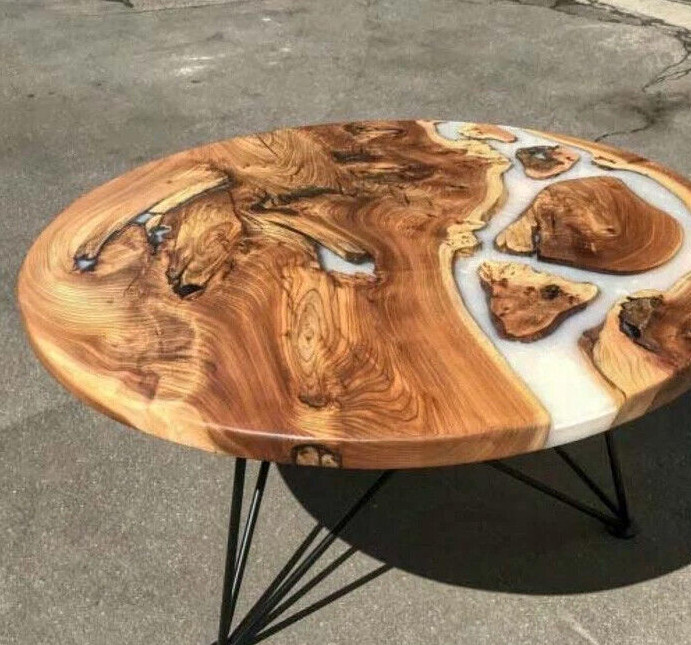 White Solid Epoxy Resin Coffee Table Top, Porch Room Epoxy Resin Table ...