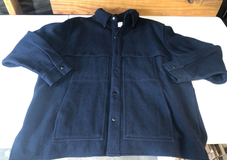 Filson Wool Cape Coat Style 95 XXL 2XL Navy Button Snap USA | eBay
