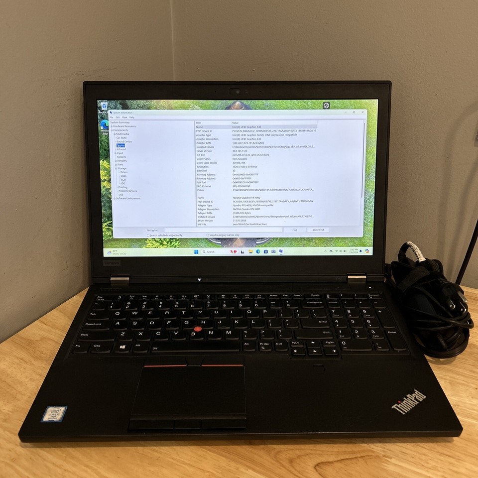 Lenovo ThinkPad P53 Core i7-9850H 2.6Ghz 16GB 512GB SSD NVidia RX4000 ...