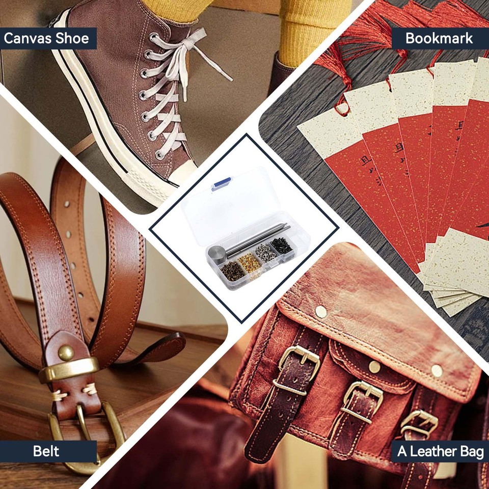 800PCS Metal Grommet Kit, 2mm Mini Grommets Copper Metal Grommet Kit ...