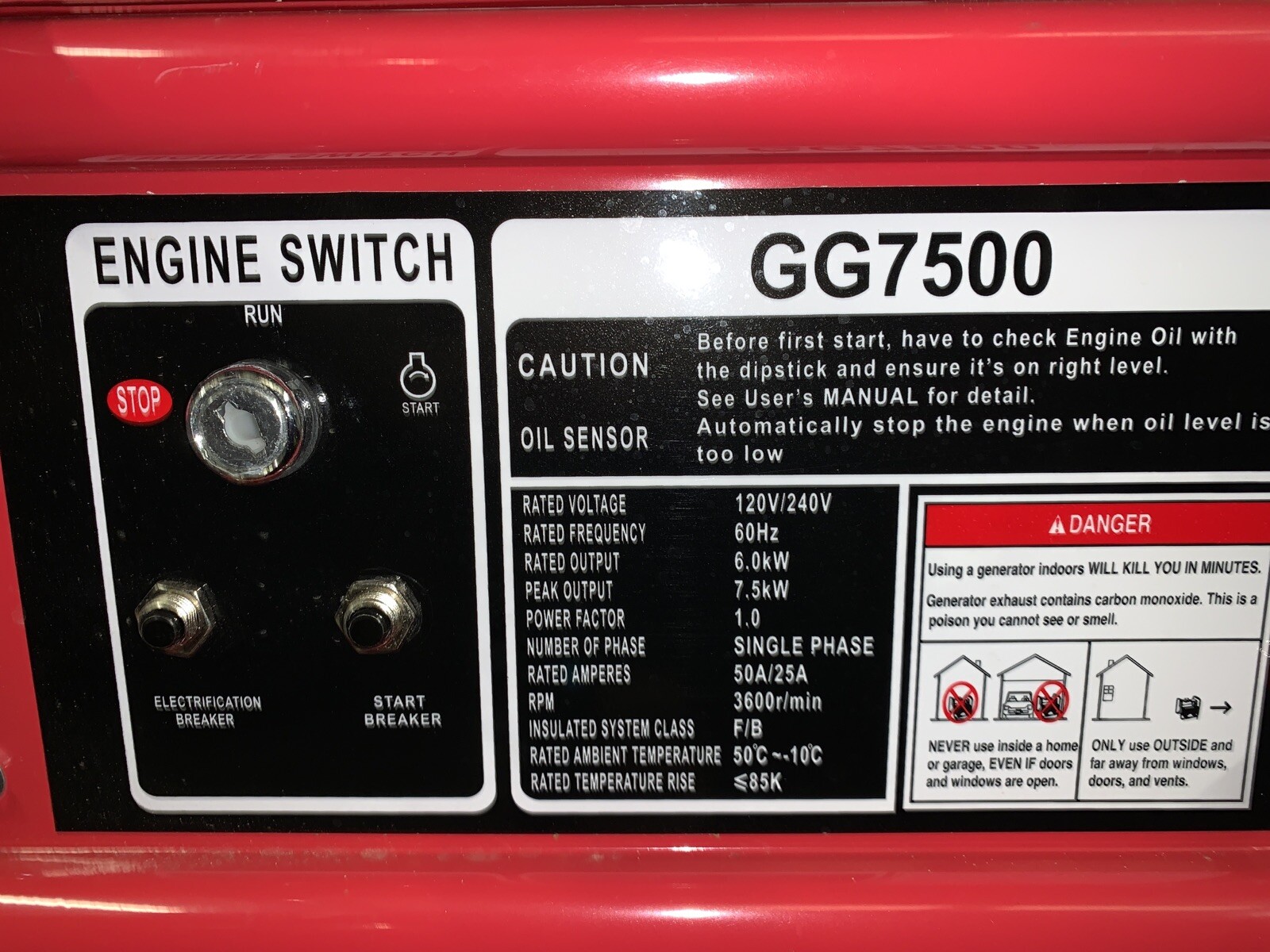 Gentron Portable Generator - GG7500, 7500 Watt, Electric Start New In ...