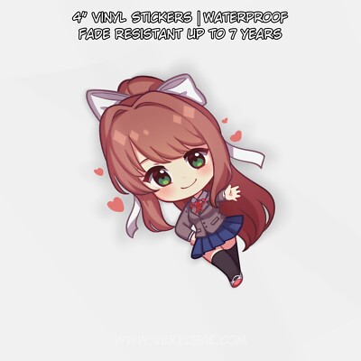 Doki Doki Literature Club! - Monika Chibi | Anime Sticker JDM Vinyl ...
