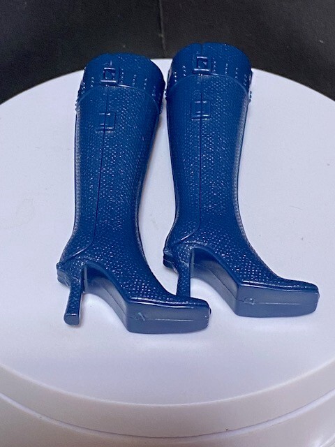 Barbie Navy Blue Hard Plastic Click Boots Heels Shoes | eBay