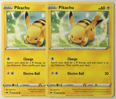 POKEMON 2X PIKACHU 065/202 SWORD & SHIELD COMMON NEAR MINT | eBay