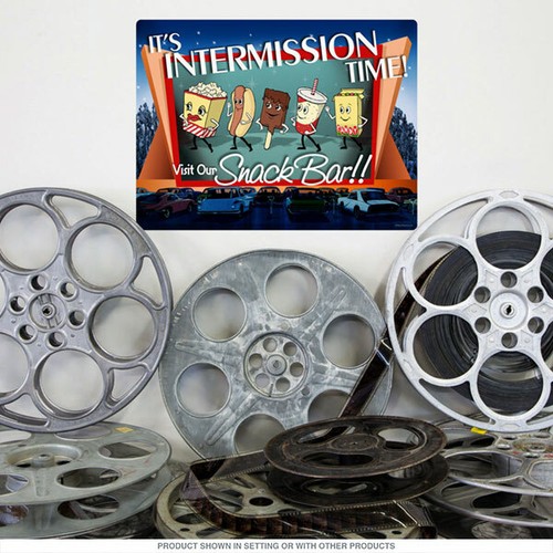 Drive-In Intermission Snacks Wall Decal Classic Movie Theater Decor | eBay