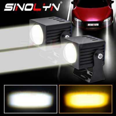 LED High Beam Projectors Lens Headlight Dual Colors Fog Light Matrix ...