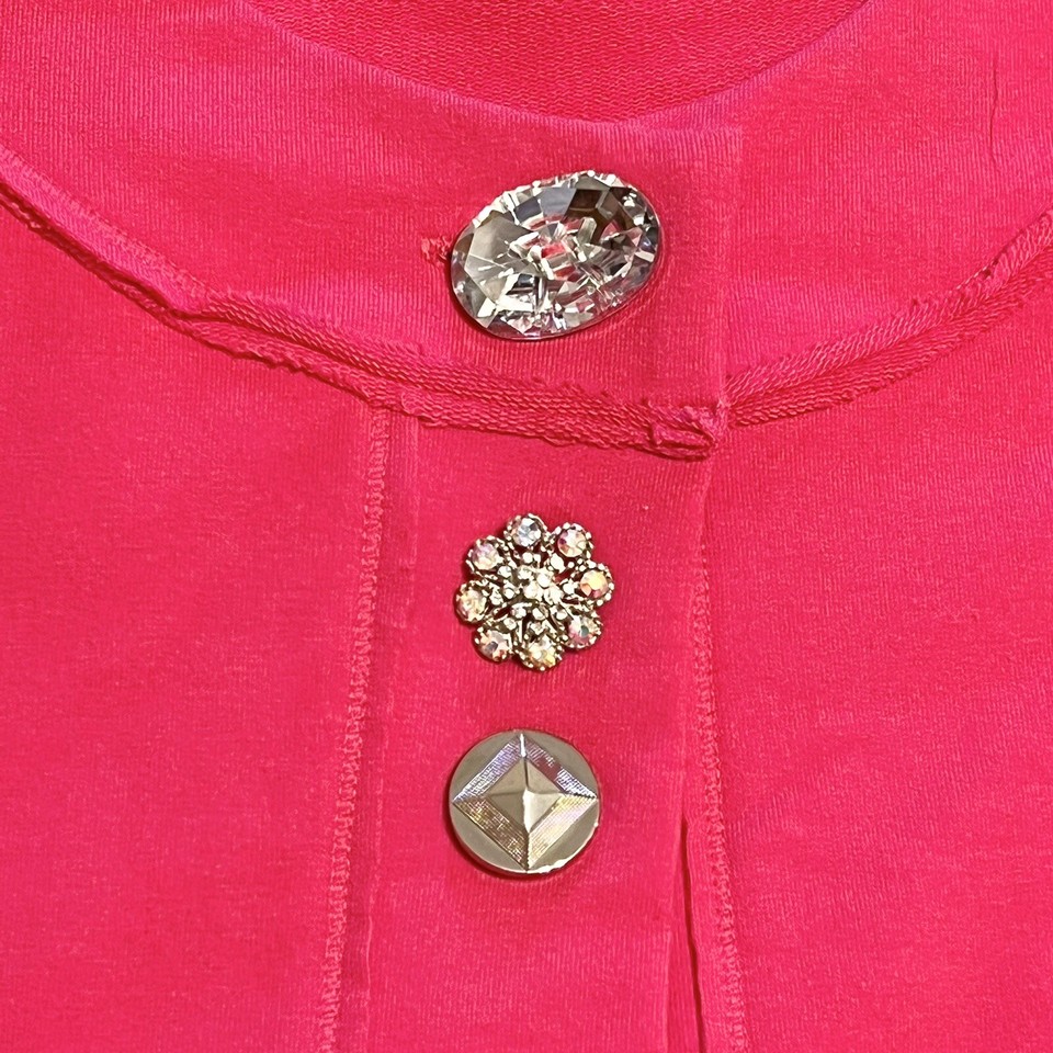 Neon Buddha Hot Pink Big Button Front Light Jacket Blazer Cotton Petite ...