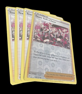 x4 Team Yell's Cheer 149/172 (x1 Reverse Holo) Pokémon TCG Brilliant ...