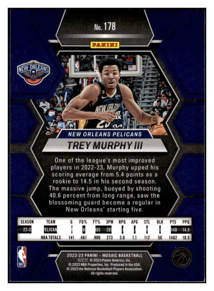 Trey Murphy III 2022-23 Panini Mosaic #178 NBA Pelicans ID:78573 | eBay