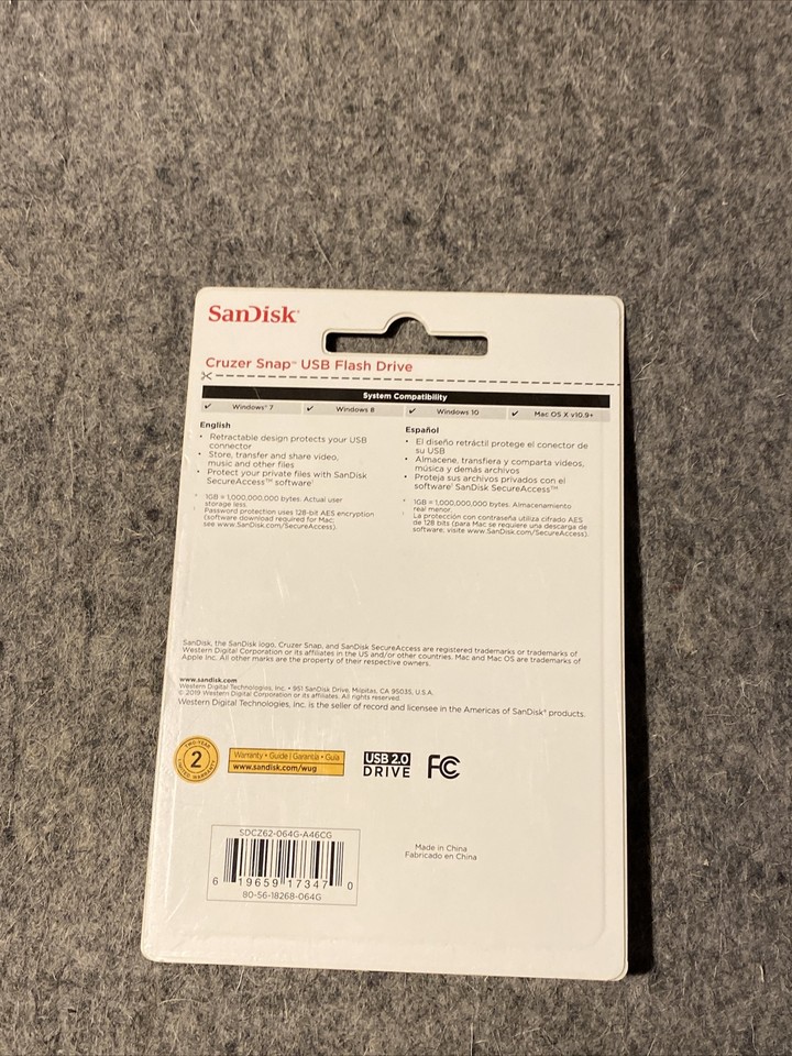 SanDisk Cruzer Snap USB 2.0 Flash Drive Teal 64GB New in Original ...